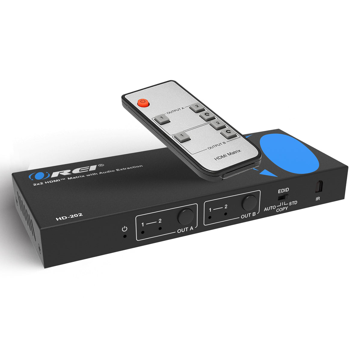 OREI 4K@30Hz 2x2 HDMI Matrix Switch with Audio Extractor (HD-202) | OREI