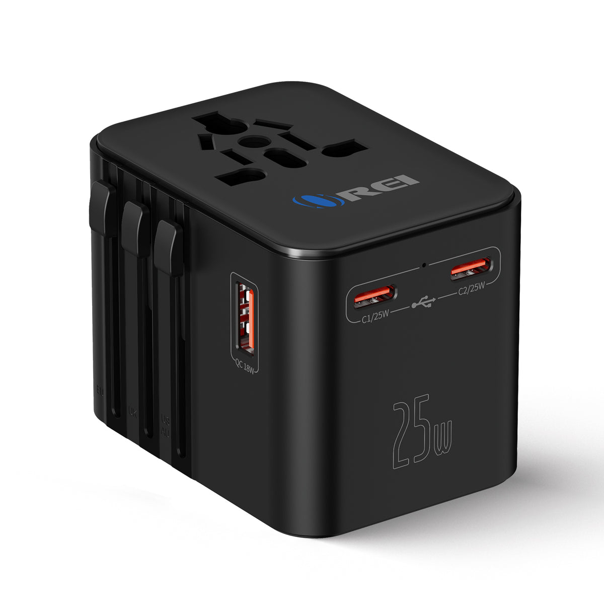OREI 25W Universal Travel Adapter | 4-in-1 Fast Charger for 150+ Count ...