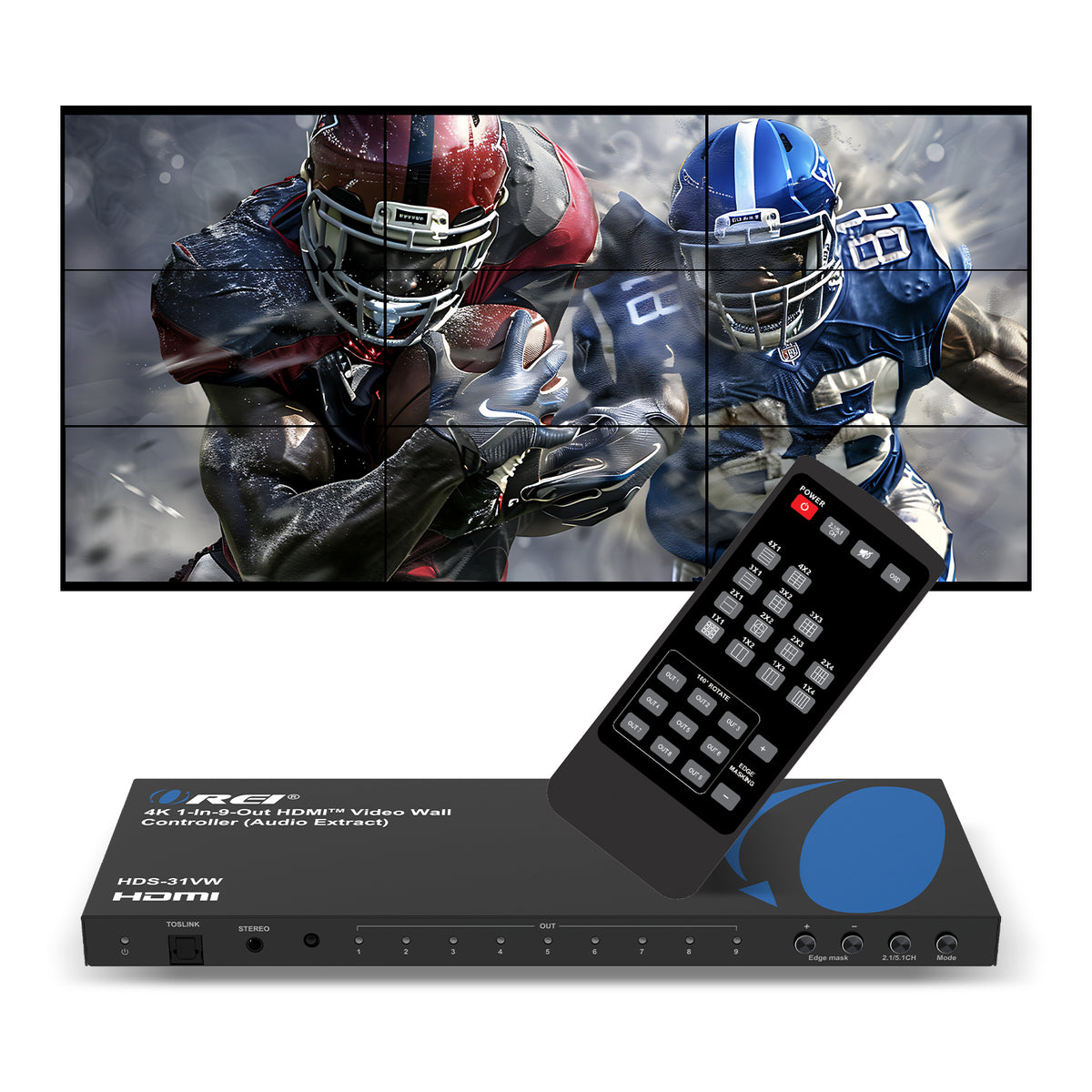 4K 1-In-9-Out HDMI™ Video Wall Controller (Audio Extract) (HDS-31VW ...
