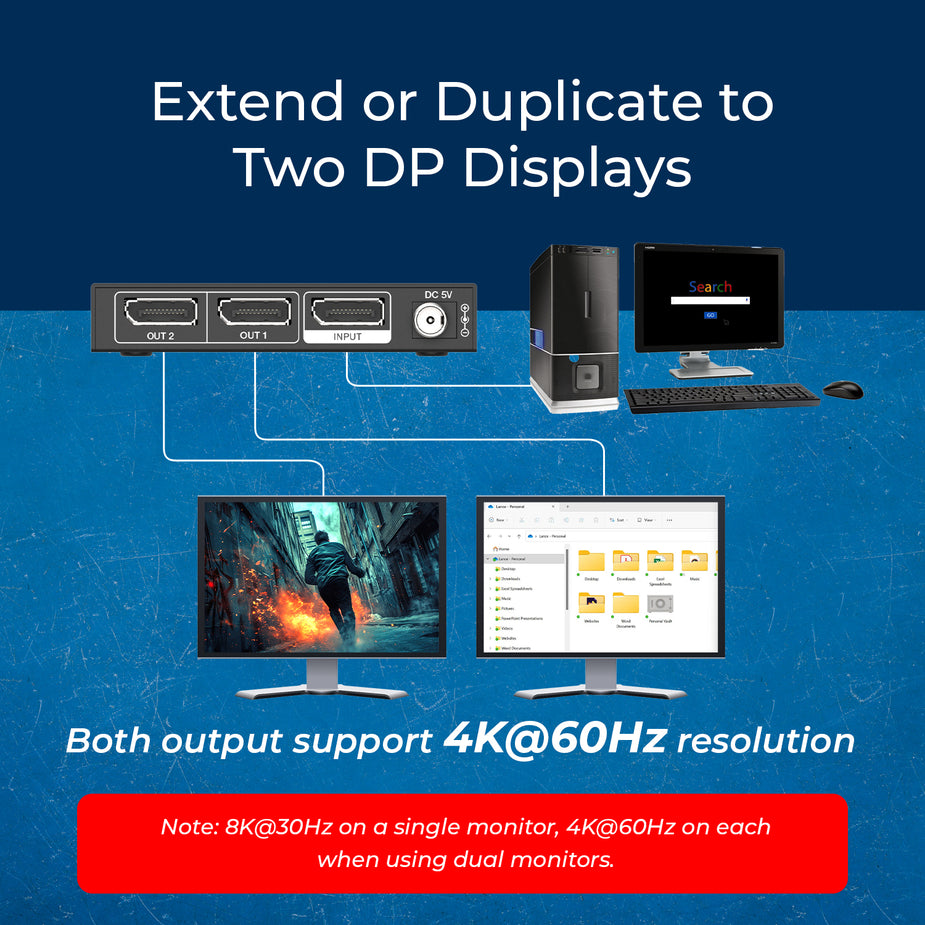 8K 1x2 DisplayPort Splitter (DP-102) – OREI.COM