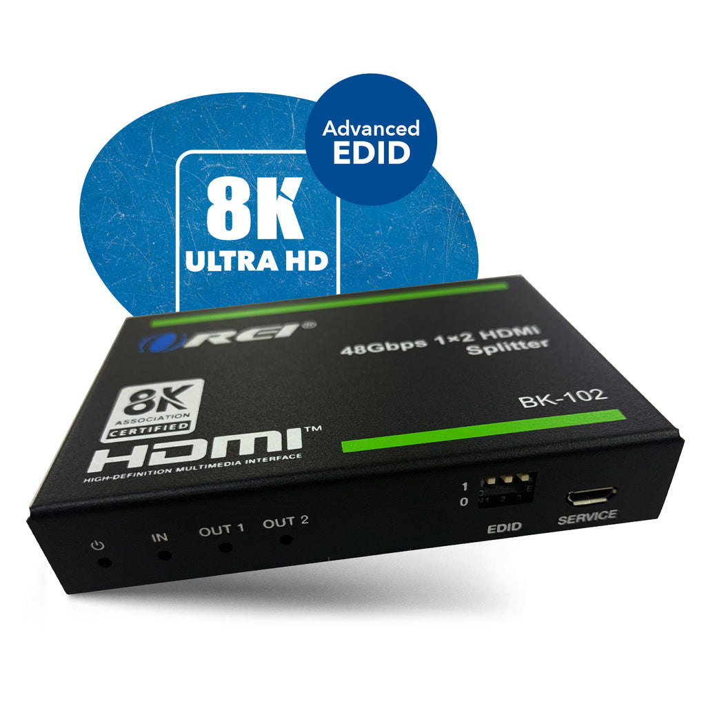 1x2 HDMI Splitter W/ Audio Out: 1-In 2-Out, UltraHD 8K, EDID (BK-102 ...