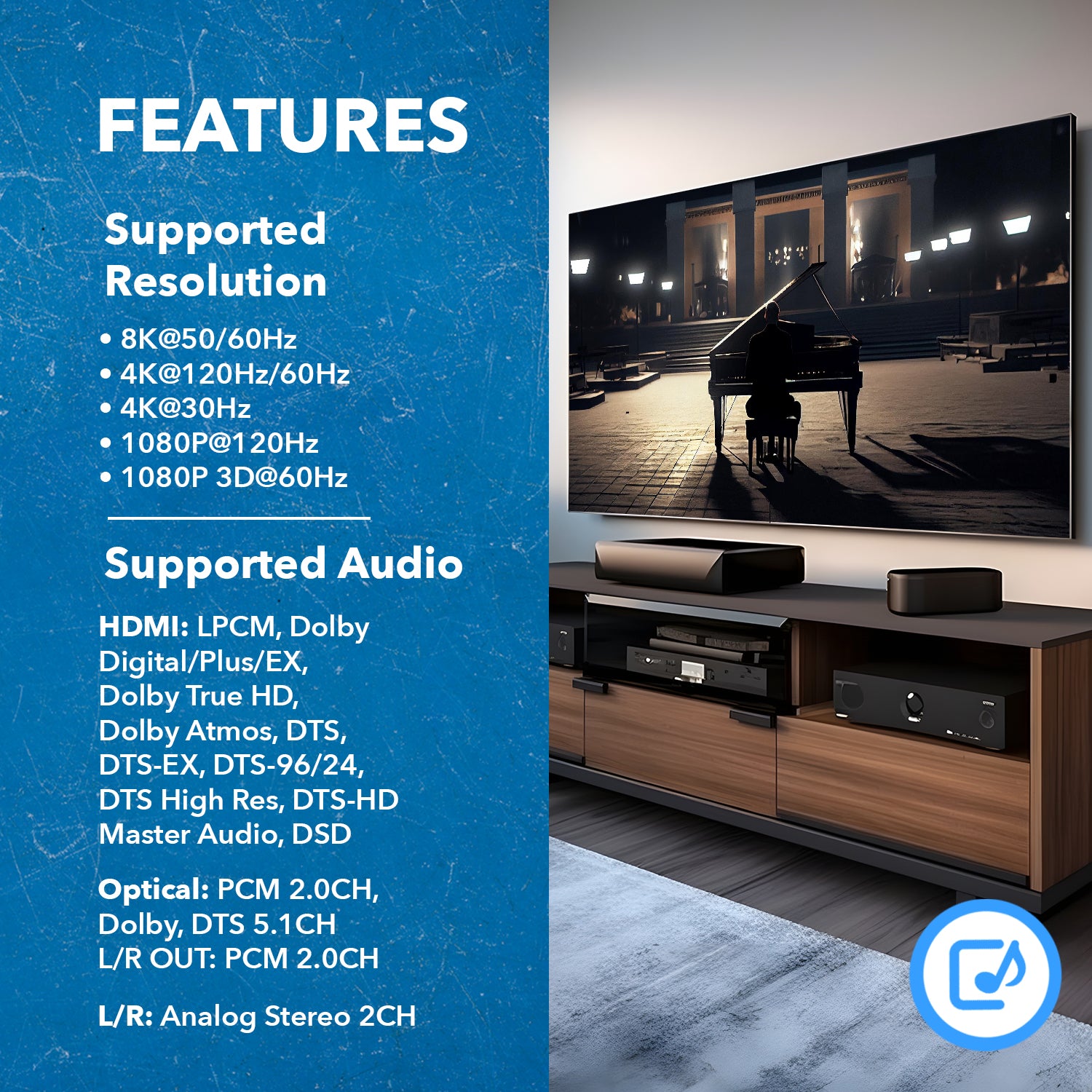 48gbps 8k Audio Extractor With Spdif And Lr Output Dolby Vision Bka
