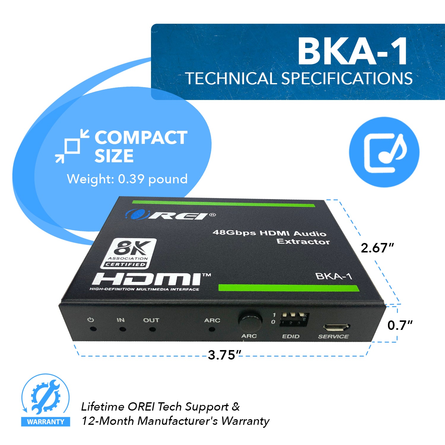 48gbps 8k Audio Extractor With Spdif And Lr Output Dolby Vision Bka