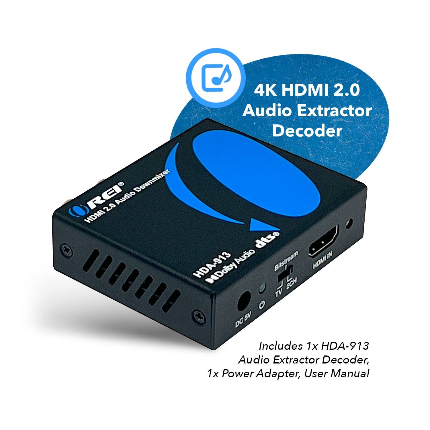 4K HDMI™ Audio Extractor & Decoder (3.5mm, Optical)-HDA-913 – OREI.COM