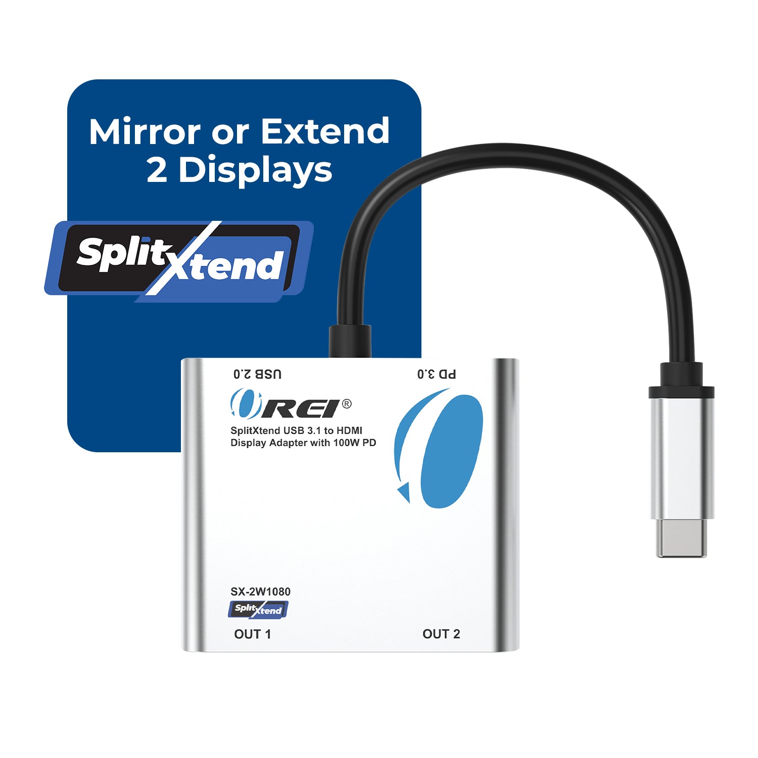 SplitXtend USB 3.1 to HDMI Display Adapter with 100W PD (SX-2W1080 ...