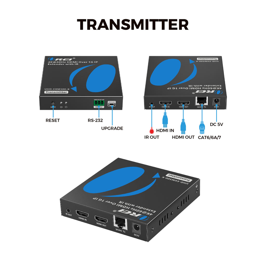 4K HDMI Extender Over Cat6/7 Cable Upto 500 Ft - - IR & RS-232 (UHD ...