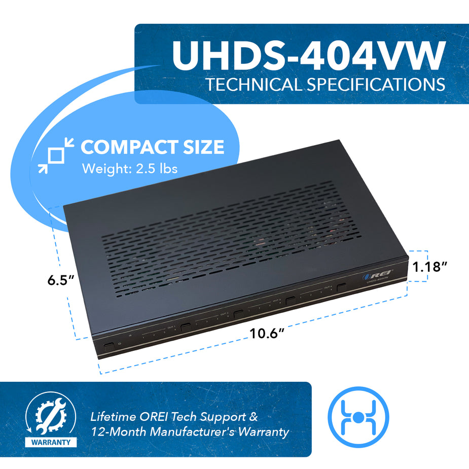 4K@60hz 4x4 HDMI™ Matrix w/ Video Wall (Seamless)-UHDS-404VW – OREI.COM