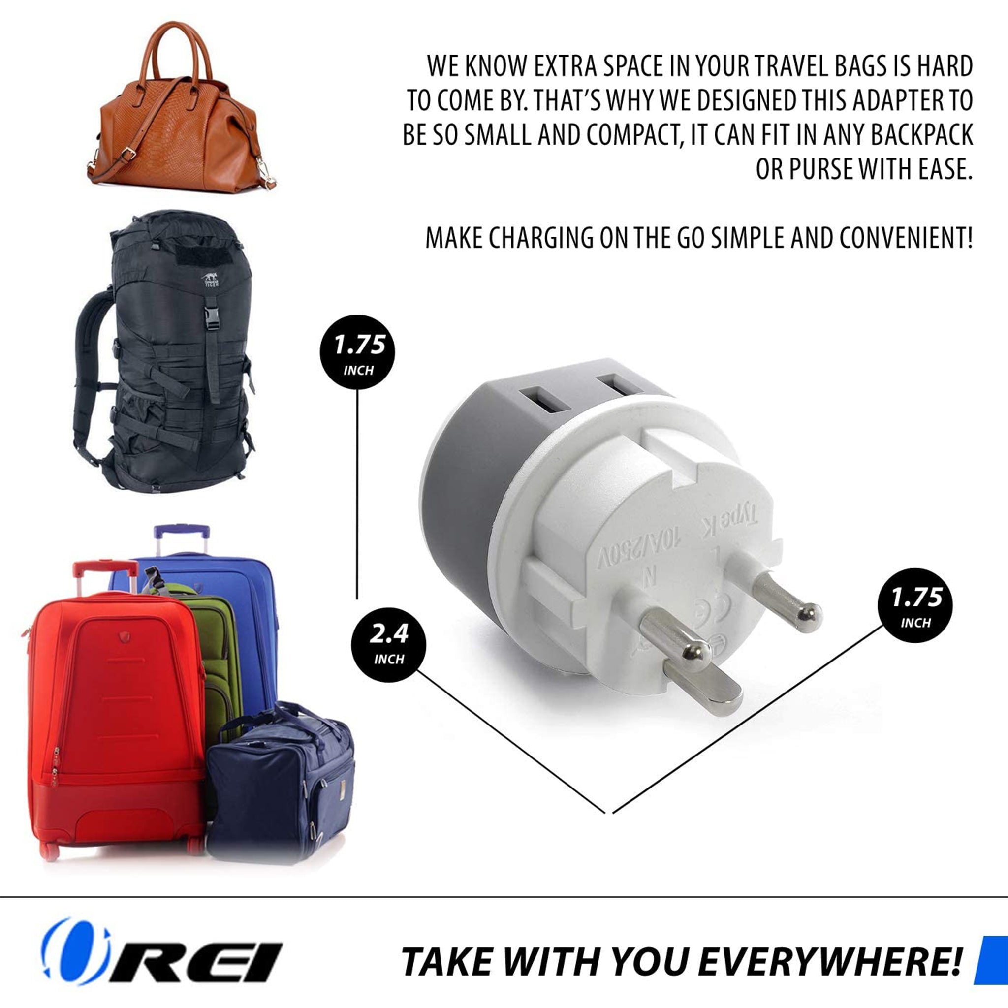 Denmark Travel Adapter - 2 in 1 - Type K - Compact Design (US-20) | OREI