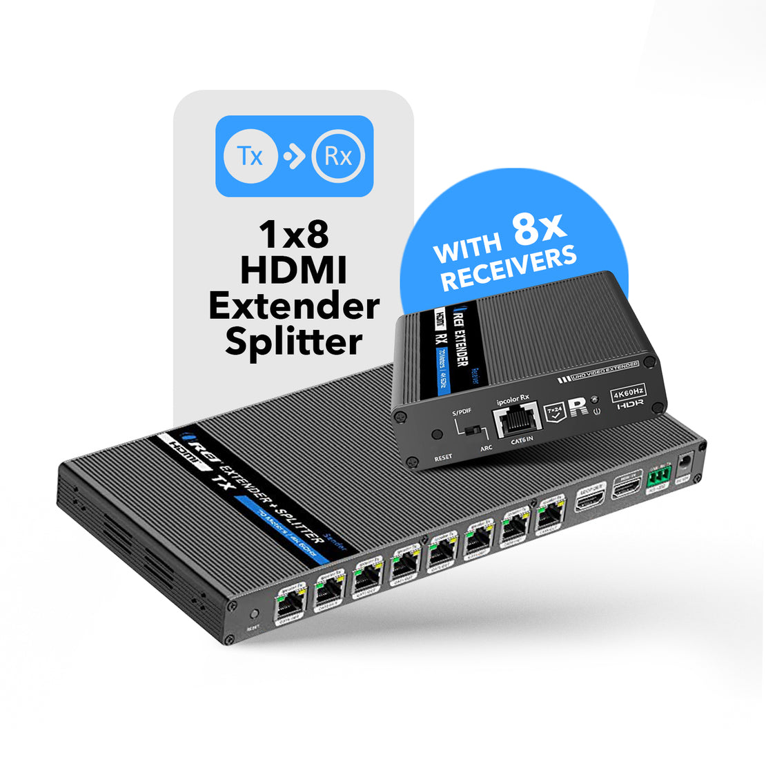 4K@60hz 1x8 HDMI™ Extender Splitter (Loop) - 230ft (cat6)-UHD18-IPC230 – OREI.COM