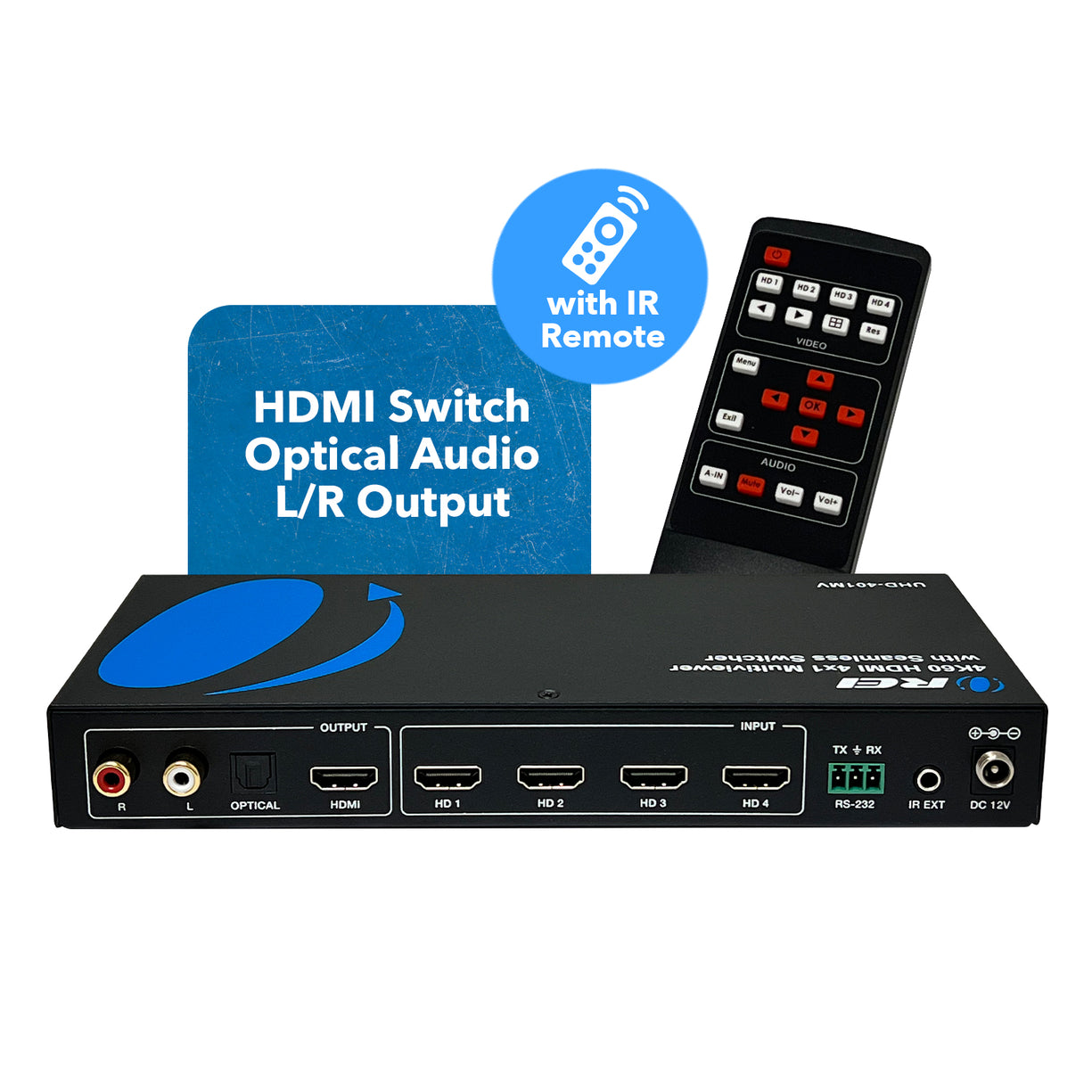 4K@60hz 4-port HDMI™ Seamless Switch w/ Multi Viewer (Audio Extract)-U ...